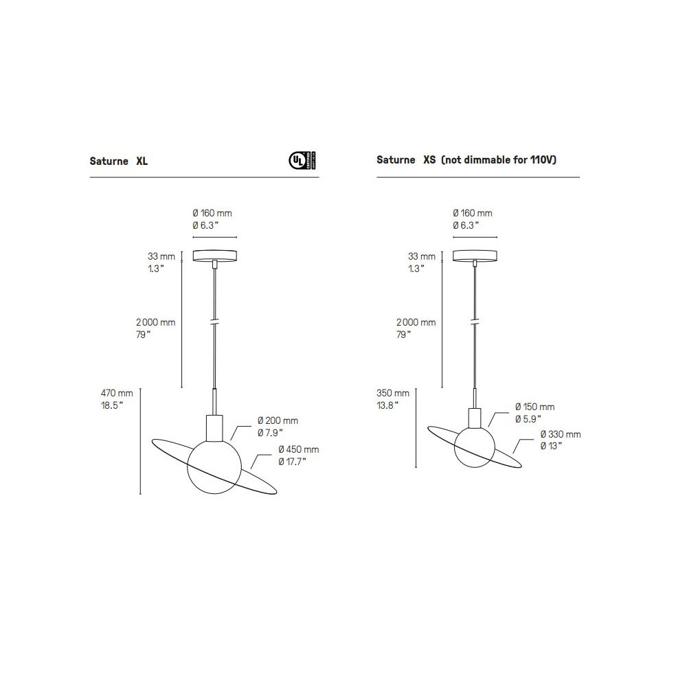 CVL Saturne pendant lamp - 2 sizes 4 finishes