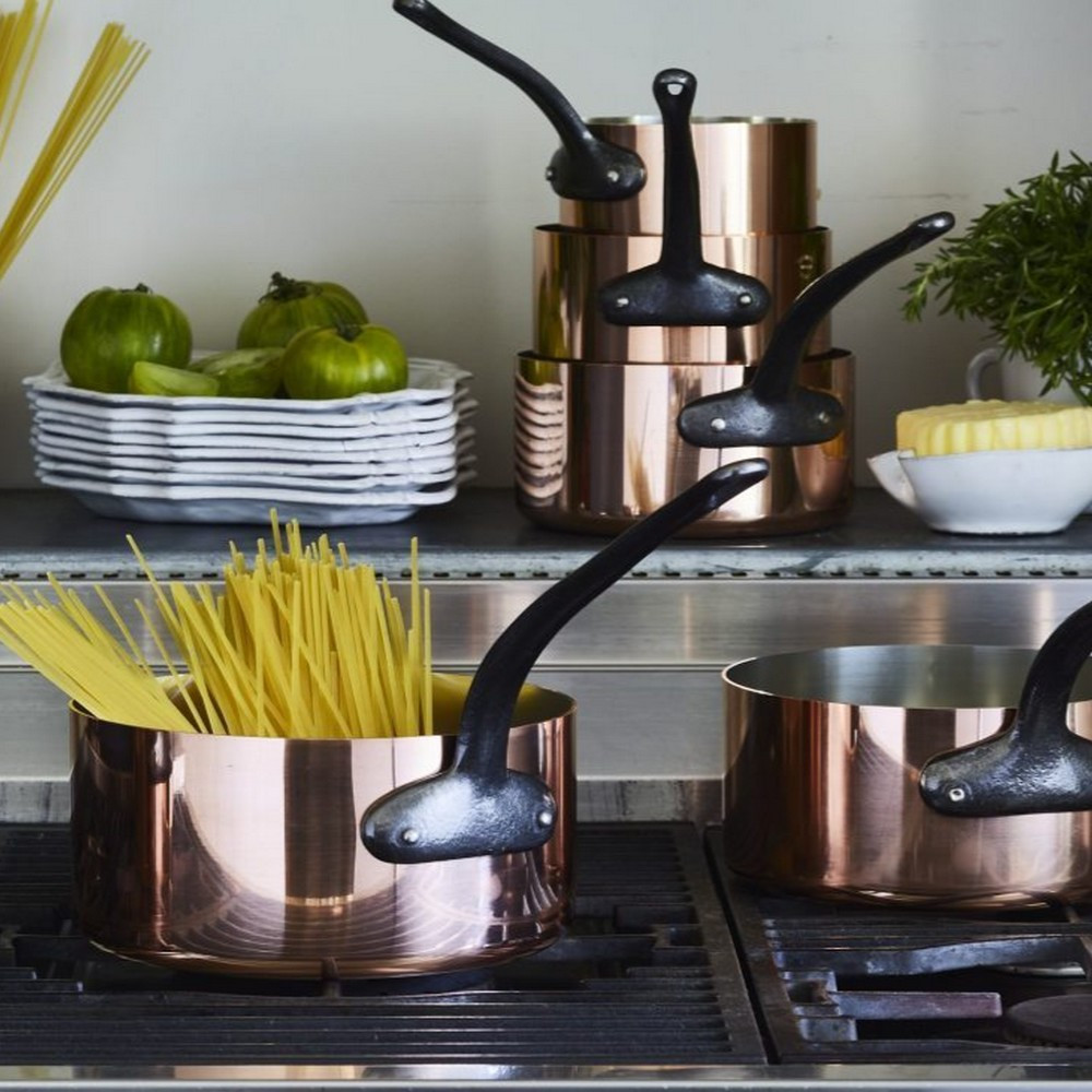 Set of 3 Baumalu tinned copper saucepans