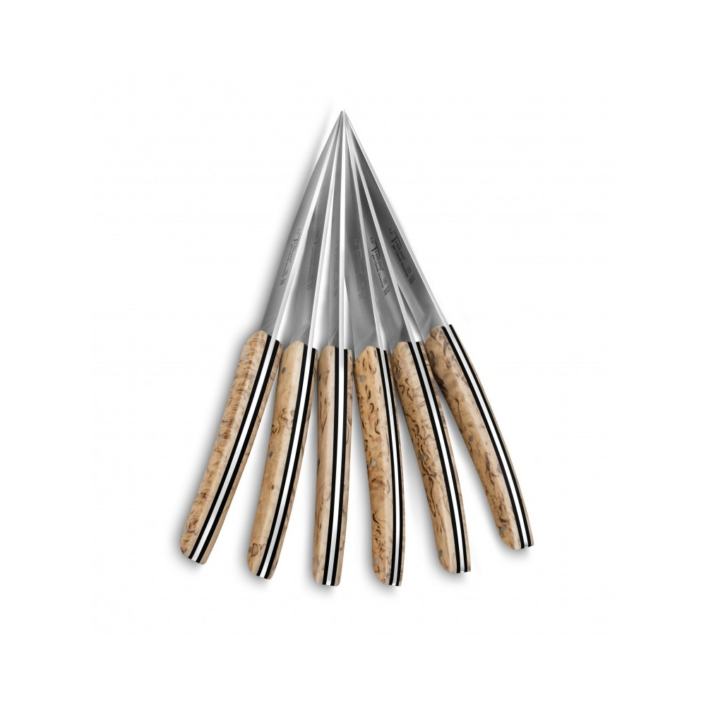 Claude Dozorme Box of 6 Le Thiers Double Platinum knives - 2 colors
