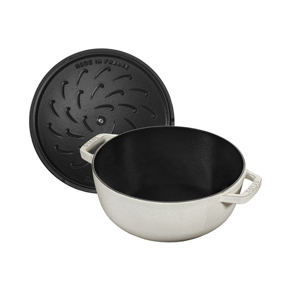 Staub cast iron cocotte 24cm white truffle snowflake