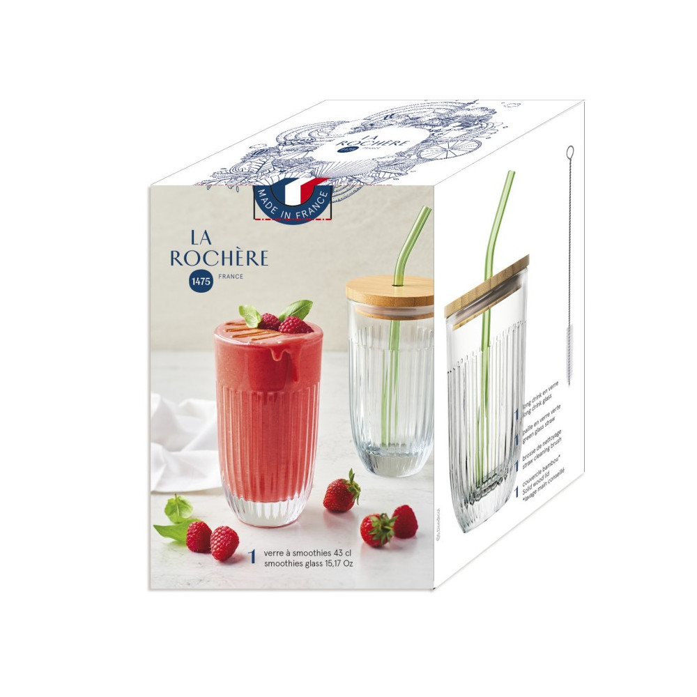La Rochère Smoothie glass with straw Ouessant