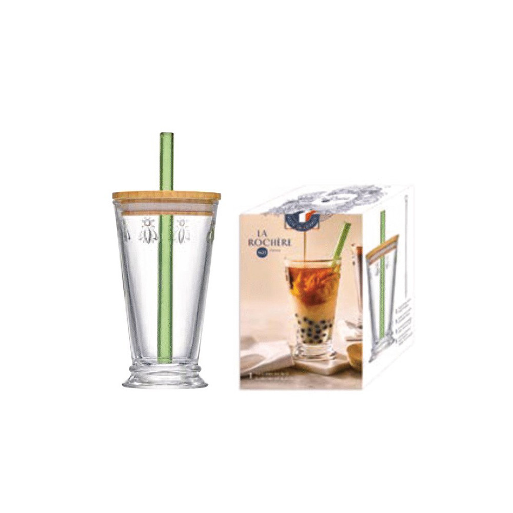 La Rochère Abeille Bubble tea glass with straw set