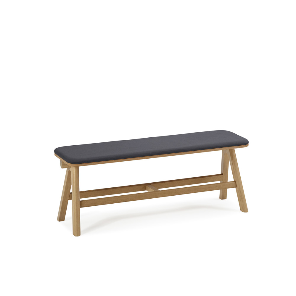 Dasras Chevron bench in oak wood and fabric - 9 finishes 3 sizes
