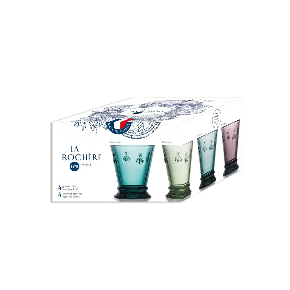 La Rochère Abeille 4 water glasses set of 4 assorted colors