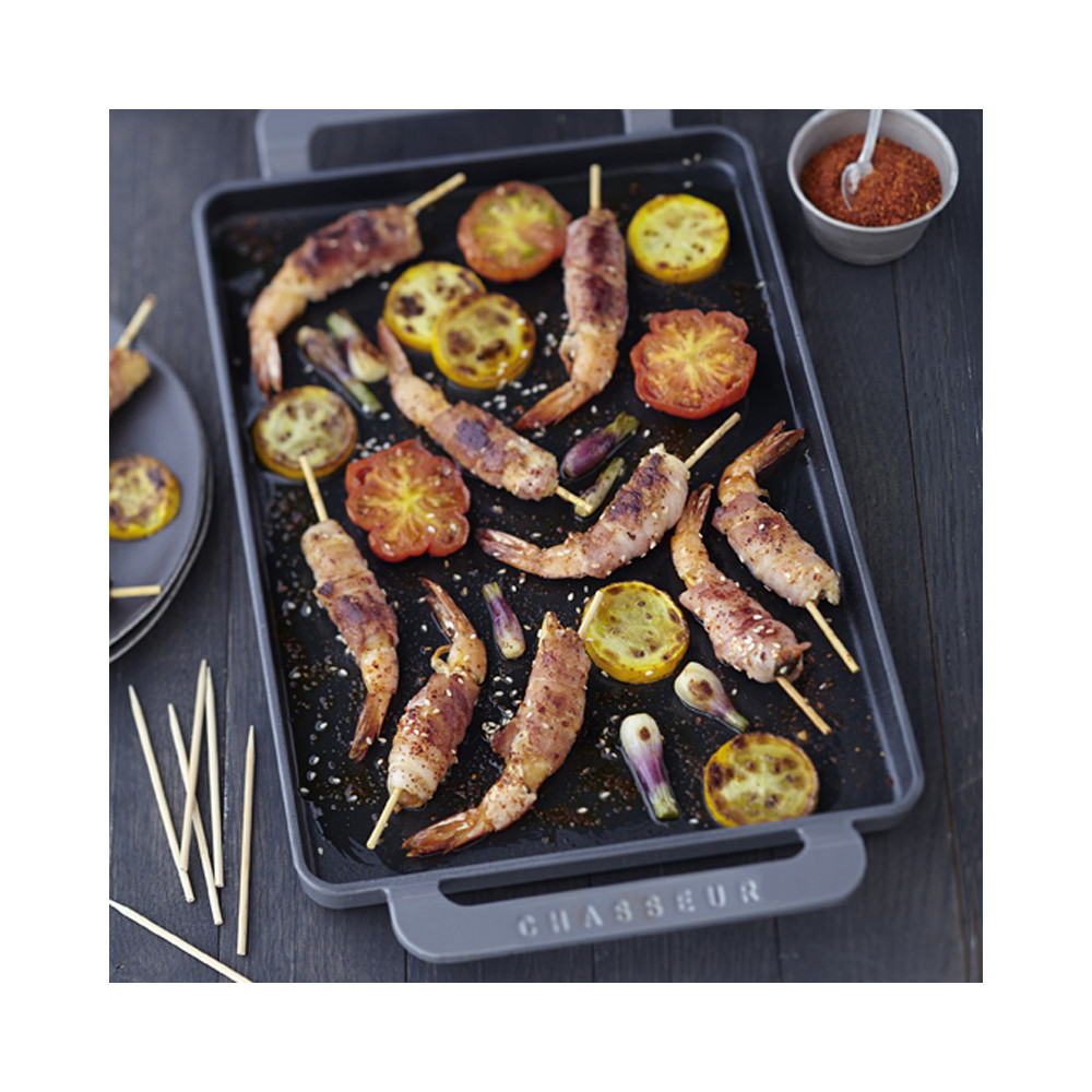 CHASSEUR Rectangular Cast Iron Griddle 34x23cm - 3 Colors