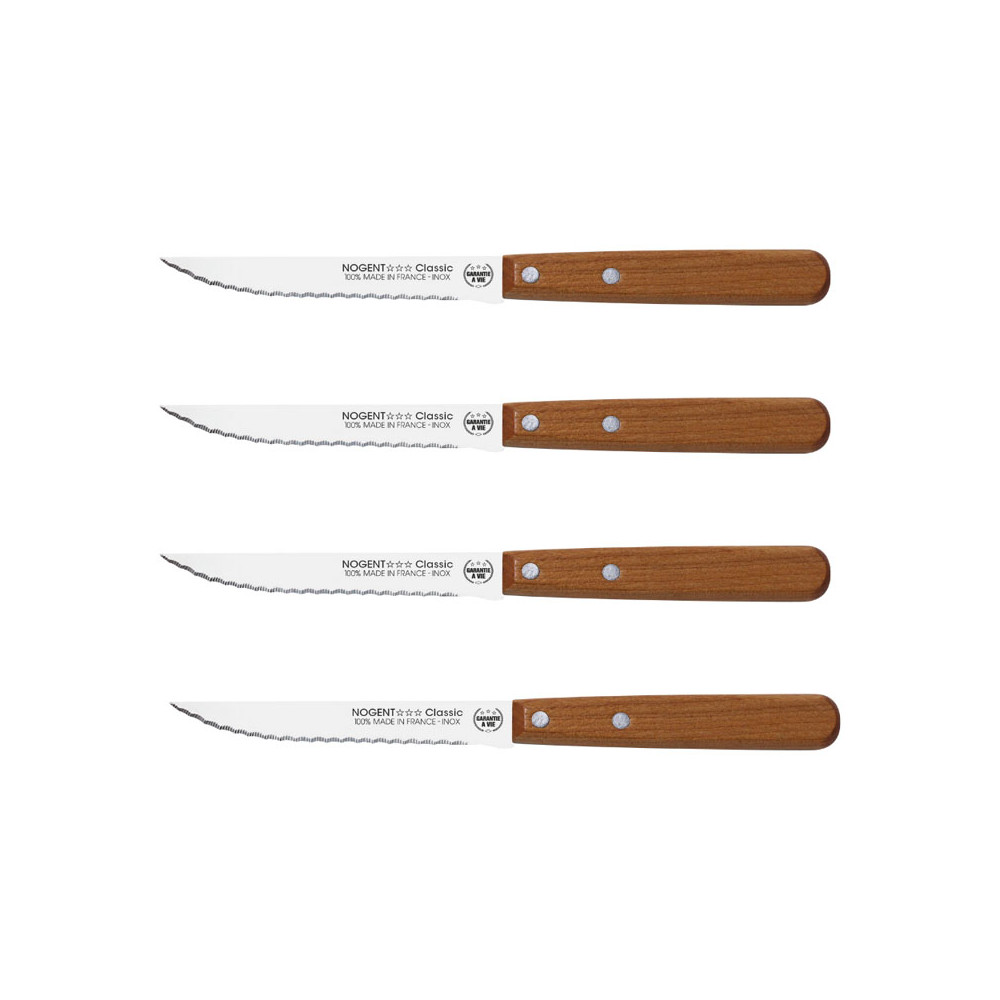 NOGENT Cherry Wood Chefs Table Steak Knife Set with 4 Knives